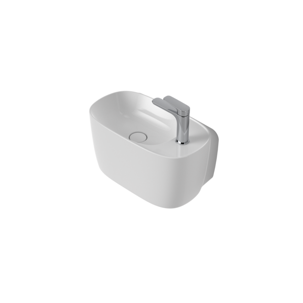 Contura II Hand Wall Basin (1 Tap Hole) - White – K and R Plumbing Online